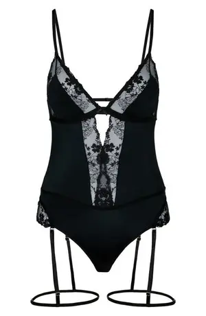 Hunkemoller Peonie Lace Bodysuit With Garters