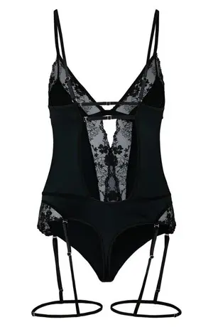 Hunkemoller Peonie Lace Bodysuit With Garters