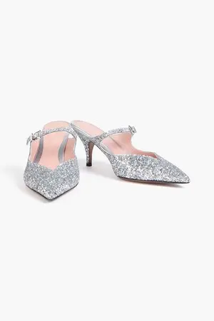 Zimmermann Glittered Metallic Leather Mules
