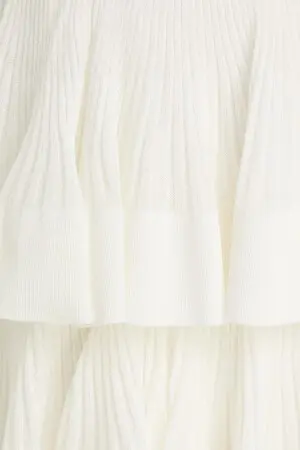 Zimmermann Ruffled Metallic Ribbedknit Mini Dress