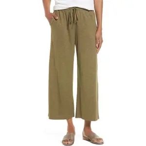 Eileen Fisher Hemp & Organic Cotton Wide Leg Pants - Olive