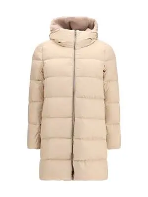 Herno Quilted Down Jacket With Fur Trimmed Hood - Cream