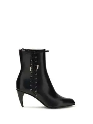 Alexander McQueen Curved-heel Leather Ankle Boots With Side Lacing