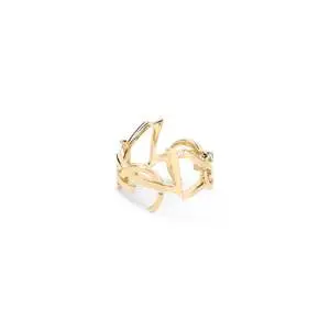 Saint Laurent Cassandre Logo Ring In Gold Tone Brass - Silver
