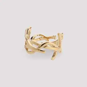 Saint Laurent Cassandre Logo Ring In Gold Tone Brass - Silver