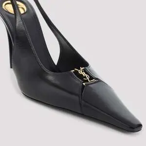 Saint Laurent Babylone Leather Slingback Pumps