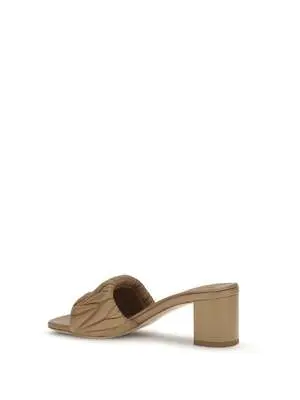 Miu Miu Logo Monogram Padded Lambskin Sandals