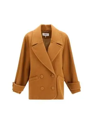 Chloé Double-breasted Herringbone Wool Short Coat - Brown