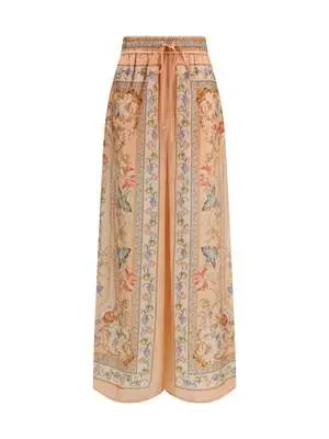 Zimmermann Roselight Silk Habotai Printed Wide Leg Pants - Multicolor