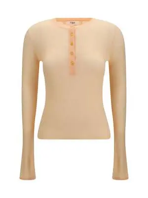 Chloé Ribbed Wool Long Sleeve Sweater - Orange