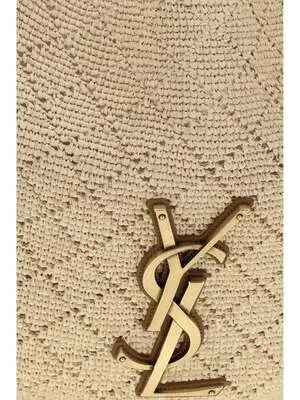 Saint Laurent Icare Hobo Bag In Raffia - Cream