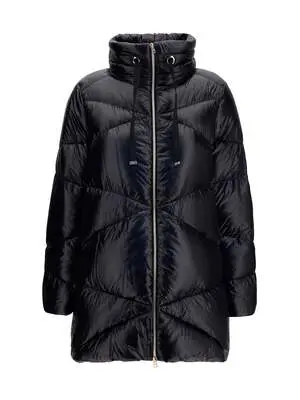 Herno Quilted Down Jacket With Drawstring And Fur Trimmed Hood - Black