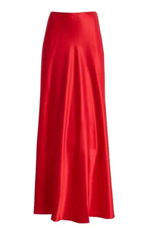 HEIRLOME Perla Silk Maxi Skirt - Red