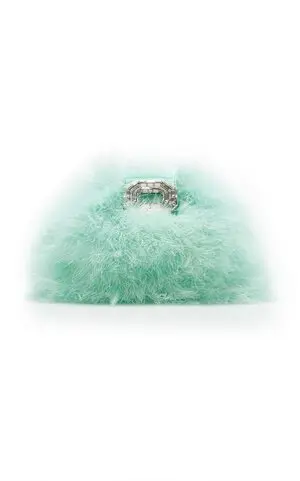 Amina Muaddi Camelia Feather Clutch - Green