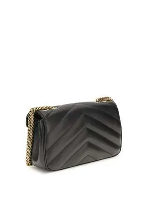 Saint Laurent Loulou Leather Crossbody Bag - Black