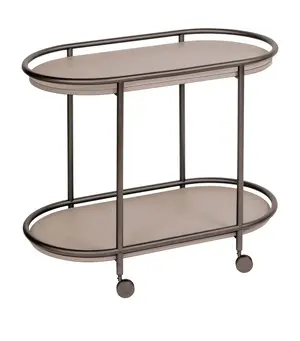 GIOBAGNARA Leather Arcade Oval Two-tier Serving Trolley - Grey