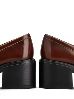 TOD'S Leather Heeled Penny Loafers - Brown