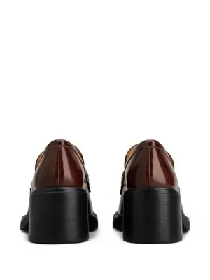 TOD'S Leather Heeled Penny Loafers - Brown
