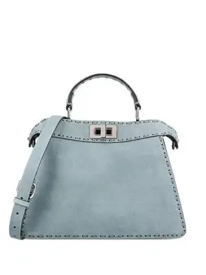 Fendi Peekaboo Iseeu Small Bag In Nubuck Leather - Silver