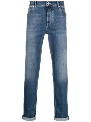 Brunello Cucinelli Traditional Fit Five-pocket Trousers In Comfort Cotton Denim - Blue