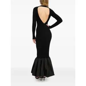 ROTATE BY BIRGER CHRISTENSEN Knit Open Back Maxi Dress With Ruffled Hem
