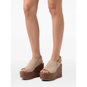 Chloé Open Toe Buckled Espadrille Trim Flatform Sandals