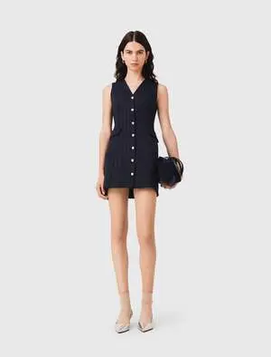 Maje Sleeveless Tailored Lurex Dress