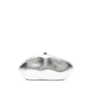 Cult Gaia Metallic Effect Pebble Clutch - Silver