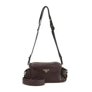 Prada Bruciato Leather Shoulder Bag With Gold-tone Hardware - Brown