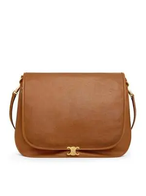 Celine Triomphe Soft Saddlebag In Soft Polished Calfskin - Tan