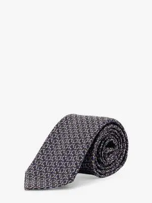 FERRAGAMO Silk Tie With Intreccio Print - Multicolor