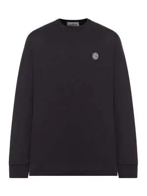 Stone Island Long Sleeve T-shirt With Compass Patch - Black