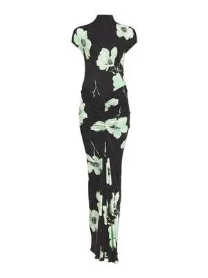 Alaïa Draped Printed Jersey Maxi Dress - Multicolor