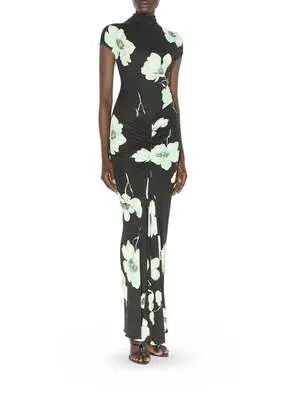 Alaïa Draped Printed Jersey Maxi Dress - Multicolor