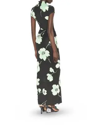 Alaïa Draped Printed Jersey Maxi Dress - Multicolor