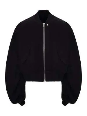 Rick Owens RICK OWENS Cropped Bomber Jacket With Voluminous Sleeves In Black Wool Black