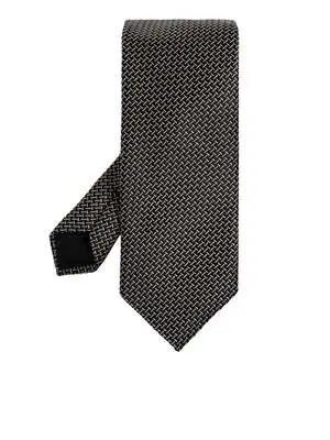 TOM FORD Silk Tie With Geometric Pattern - Black