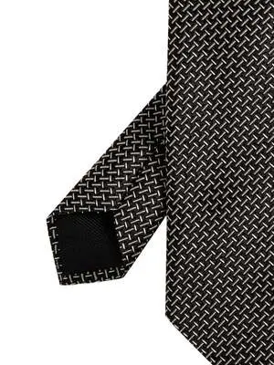 TOM FORD Silk Tie With Geometric Pattern - Black