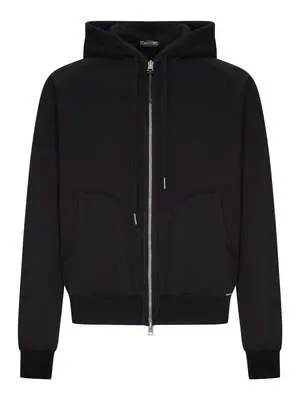 TOM FORD Cotton Jersey Zip-up Hoodie With Drawstring - Black