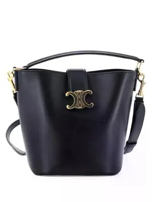 Celine Louise Bag Leather Small Bucket Bag - Black