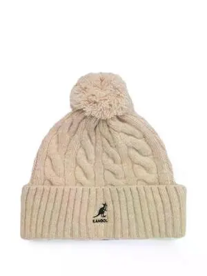 KANGOL Pompom Cable-knit Beanie Hat - Neutrals