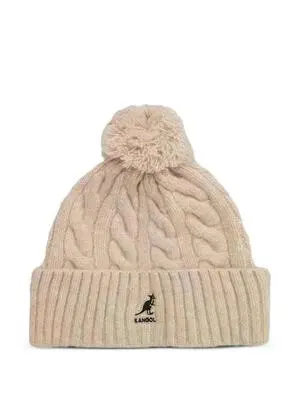 KANGOL Pompom Cable-knit Beanie Hat - Neutrals
