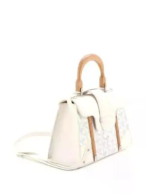 Goyard Structured Saigon Top Handle Bag Coated Canvas With Leather Mini Satchel - White