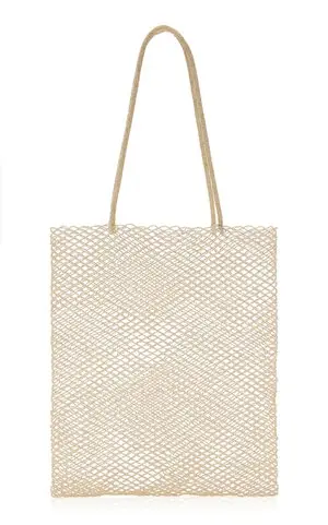 CORDERA Handmade Beaded Tote Bag - Silver