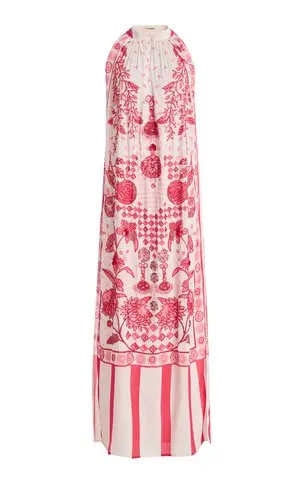 Verandah Exclusive Sundowner Hand-beaded Maxi Dress - Pink