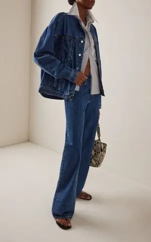 TWP Dawson Oversized Denim Jacket With Band Collar