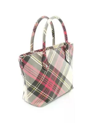 VIVIENNE WESTWOOD 2020 Mini Saffiano Tartan Check Tote Bag - Red
