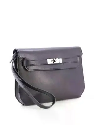 Hermès Kelly Depeches Pouch Evergrain 25 Clutch Bag - Black