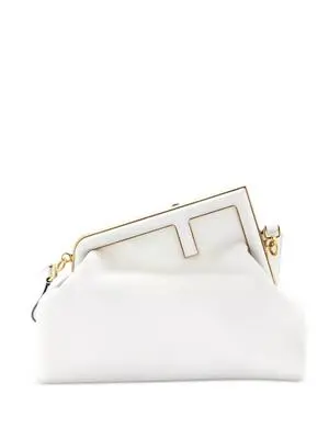 Fendi Leather Medium Clutch Bag - White