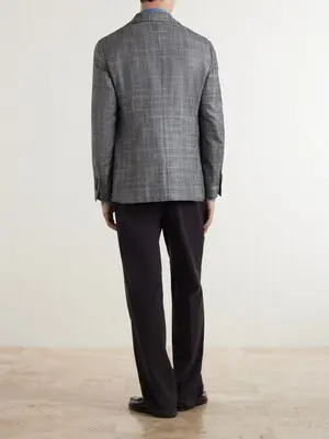 LARDINI Prince Of Wales Checked Wool, Silk And Cashmere-blend Blazer